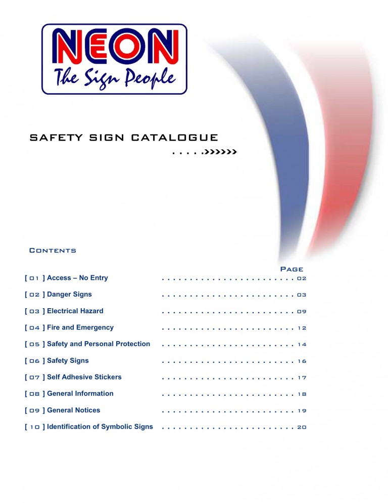Neon Safety Sign Catalogue – Neon